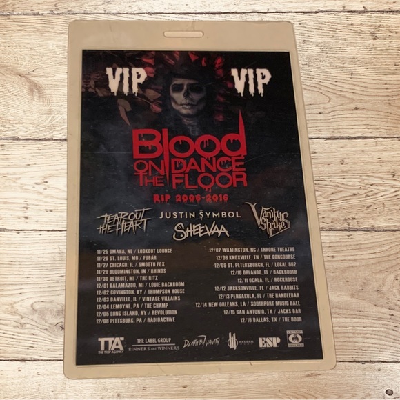 Hot Topic | Accessories | Botdf Blood On The Dance Floor Tour Pass Vip ...